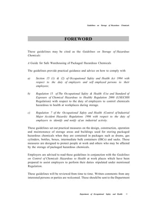 Guidelines on-storage-of-hazardous-chemical-a-guide-for-a-safe-w | PDF