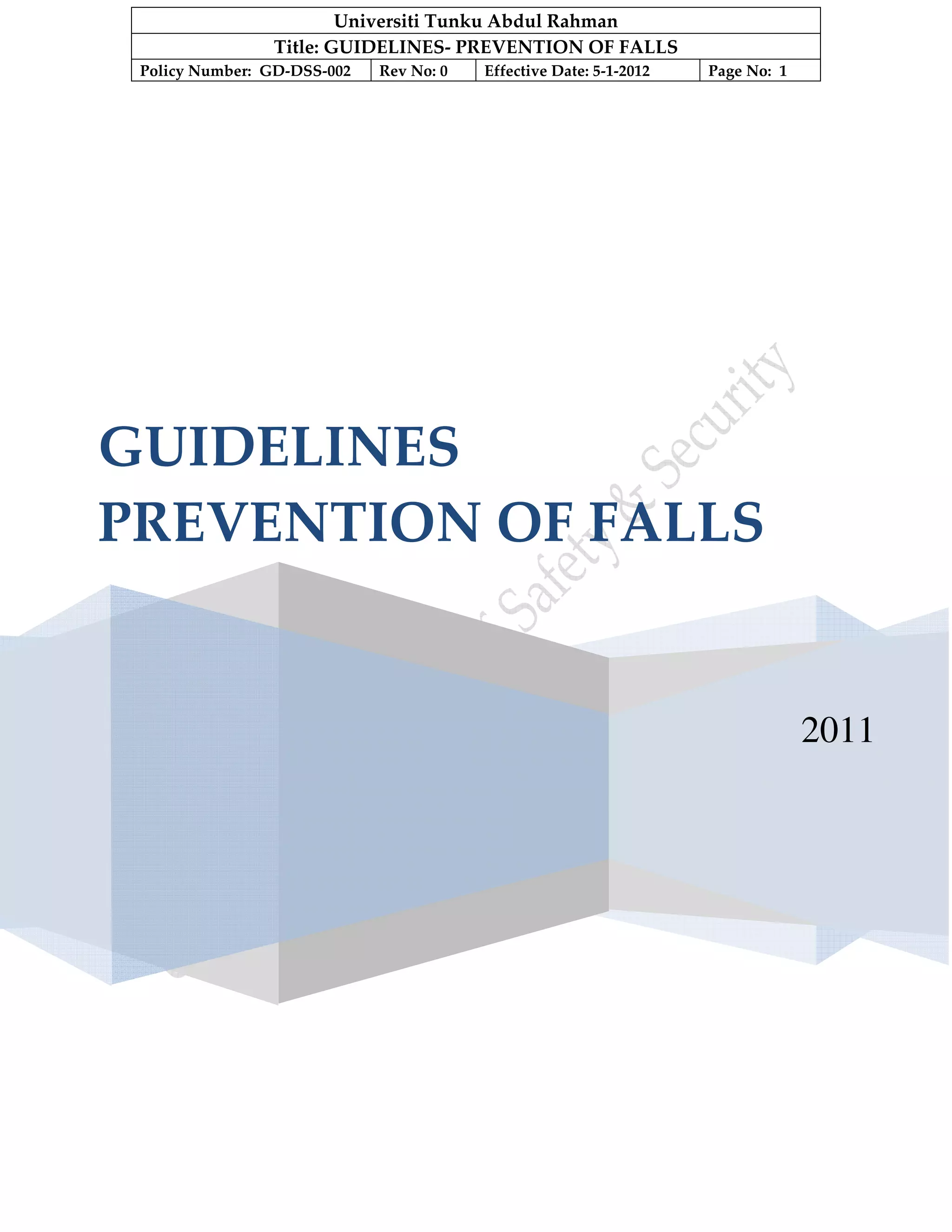 Guidelines Prevention of Falls | PDF