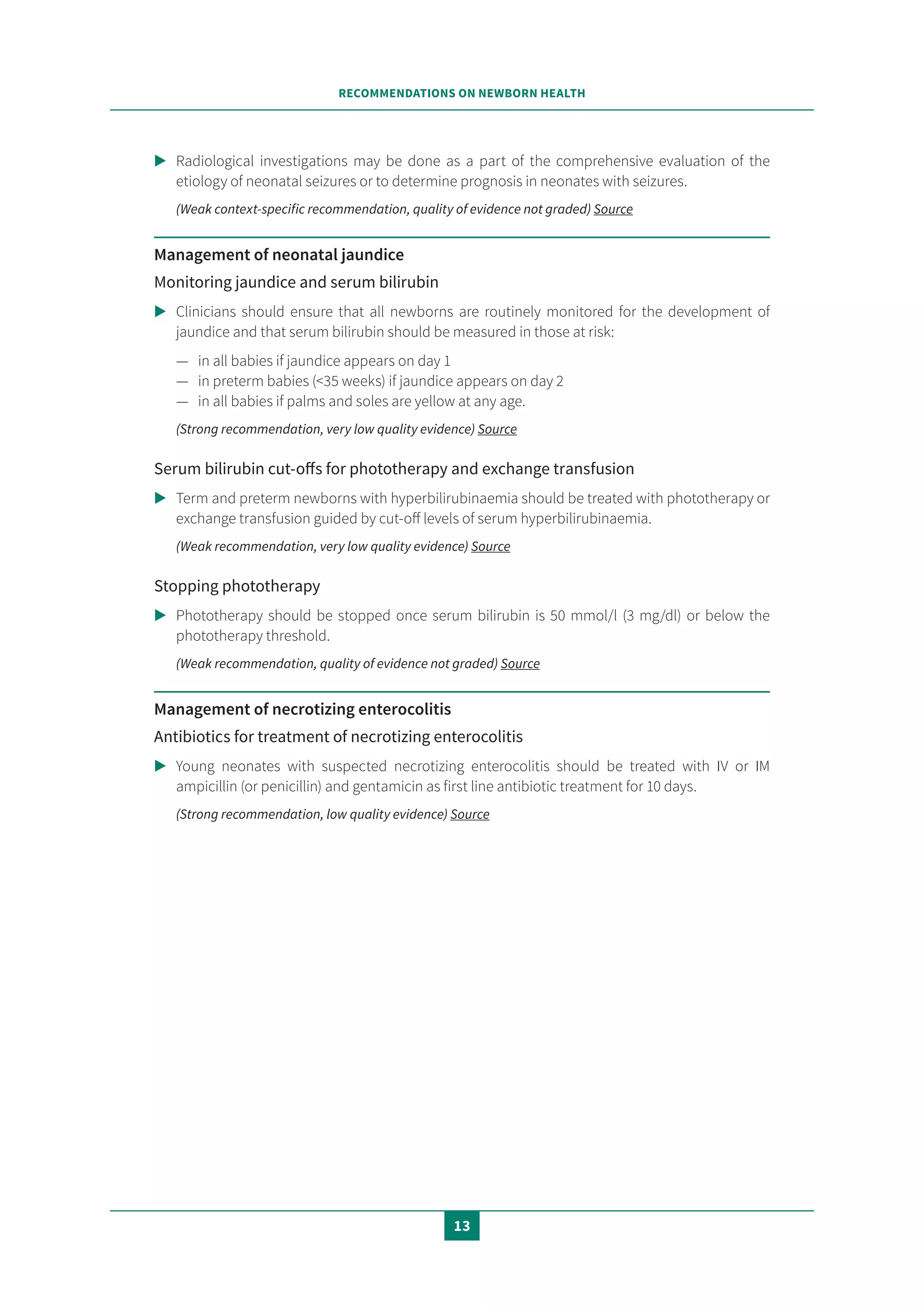 Guidelines recommendations-newborn-health by WHO | PDF