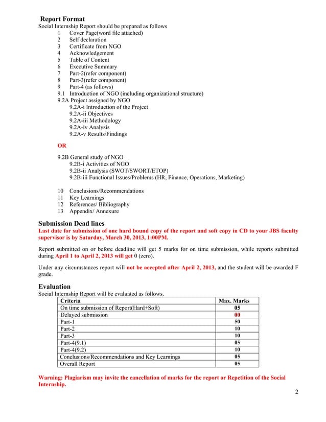 Guidelines social internship-2011-13-batch | PDF