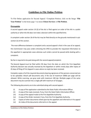 RTI online petition guideslines James adhikaram | PDF