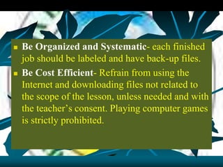 Guidelines and code of conduct in using the computer | PPT