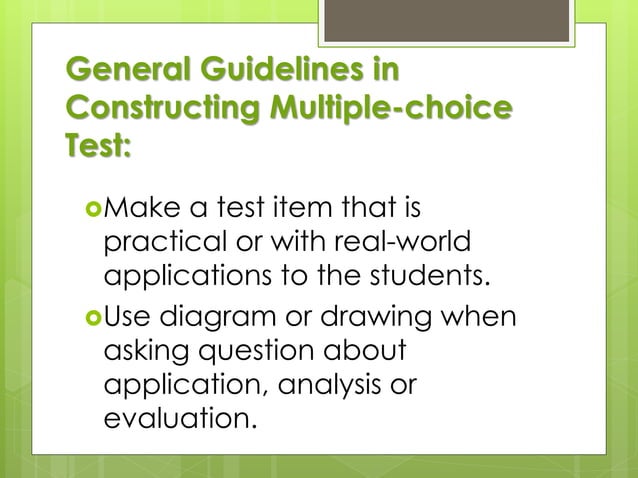 GUIDELINES CONSTRUCTING MULTIPLE CHOICE TEST ITEMS.pdf | Standardized ...