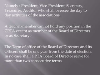 Guidelines on how to conduct HRPTA/CPTA Elections in every schools | PPTX