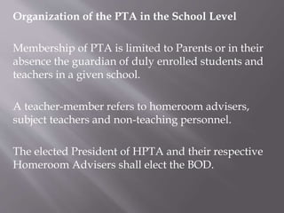 Guidelines on how to conduct HRPTA/CPTA Elections in every schools | PPTX