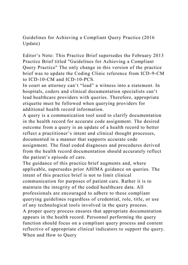 Guidelines for Achieving a Compliant Query Practice (2016 Update).docx ...