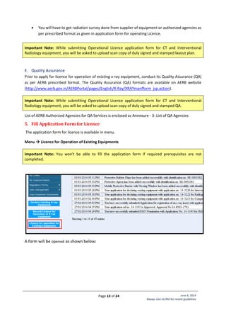 Guidelines for applying AERB Licence. | PDF