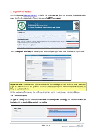 Guidelines for applying AERB Licence. | PDF