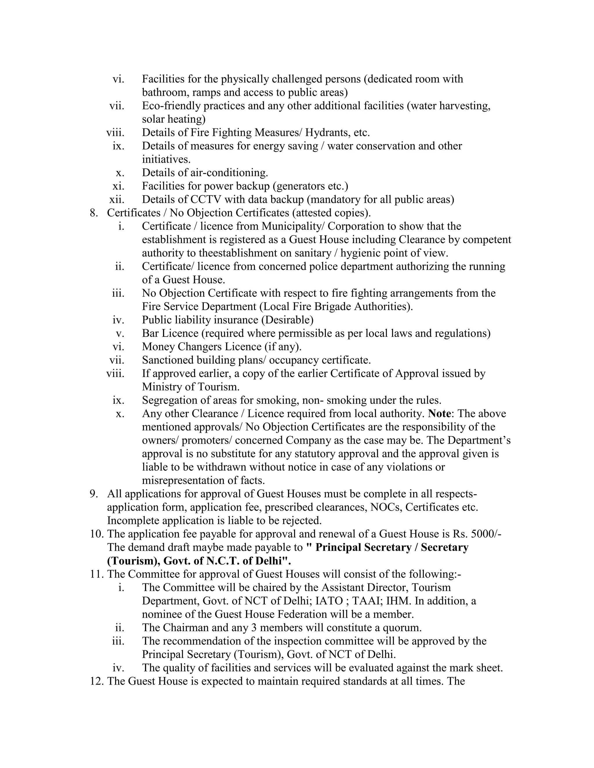 Guidelines For Approval Of Guest Houses | DOCX