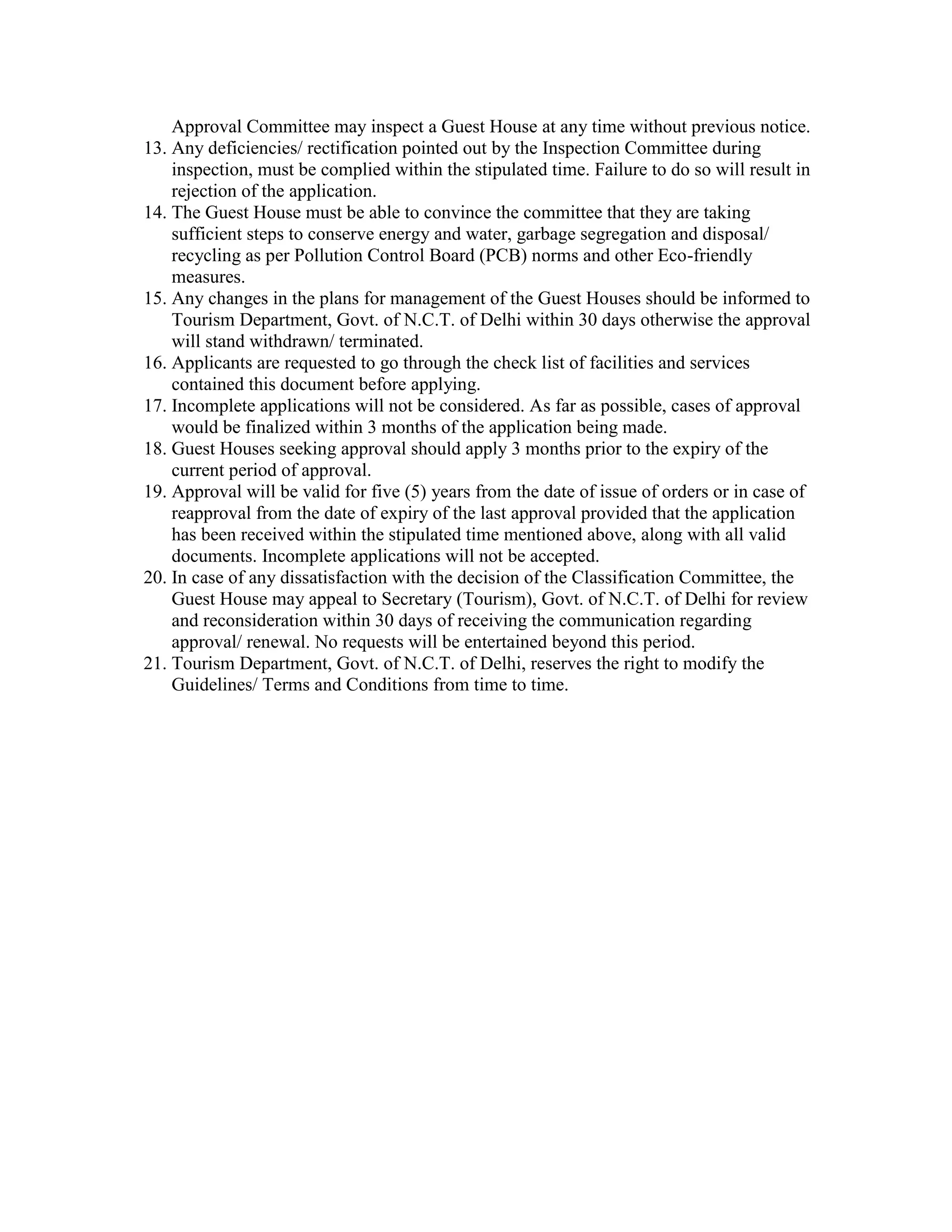 Guidelines For Approval Of Guest Houses | DOCX