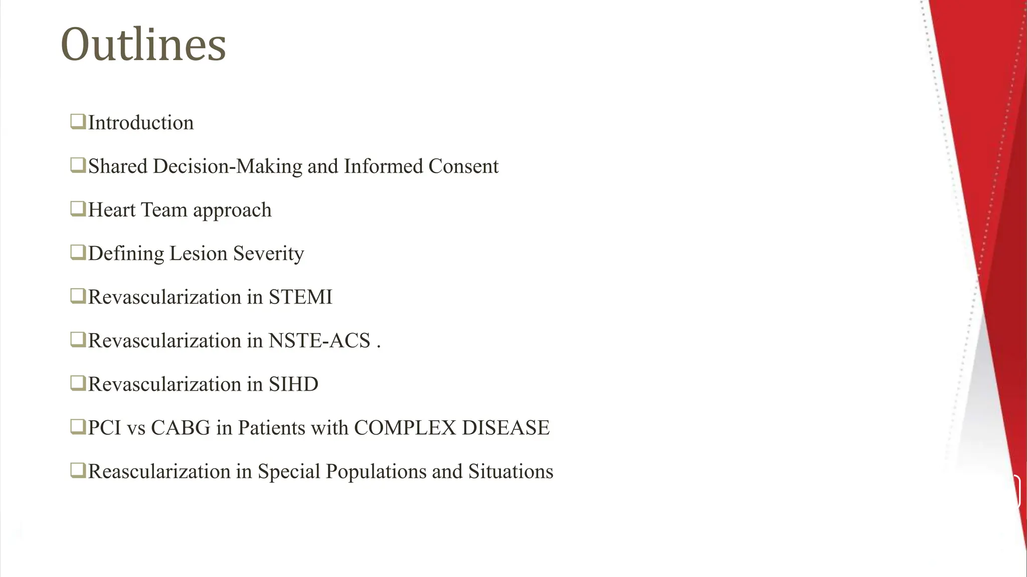 Recent guidelines for coronary artery disease revascularization | PPTX
