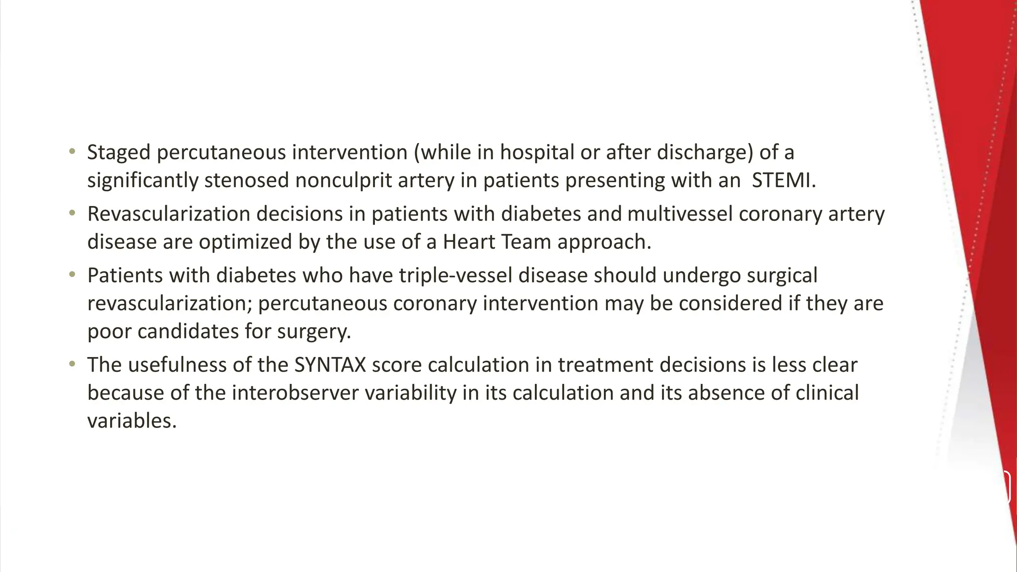 Recent guidelines for coronary artery disease revascularization | PPTX