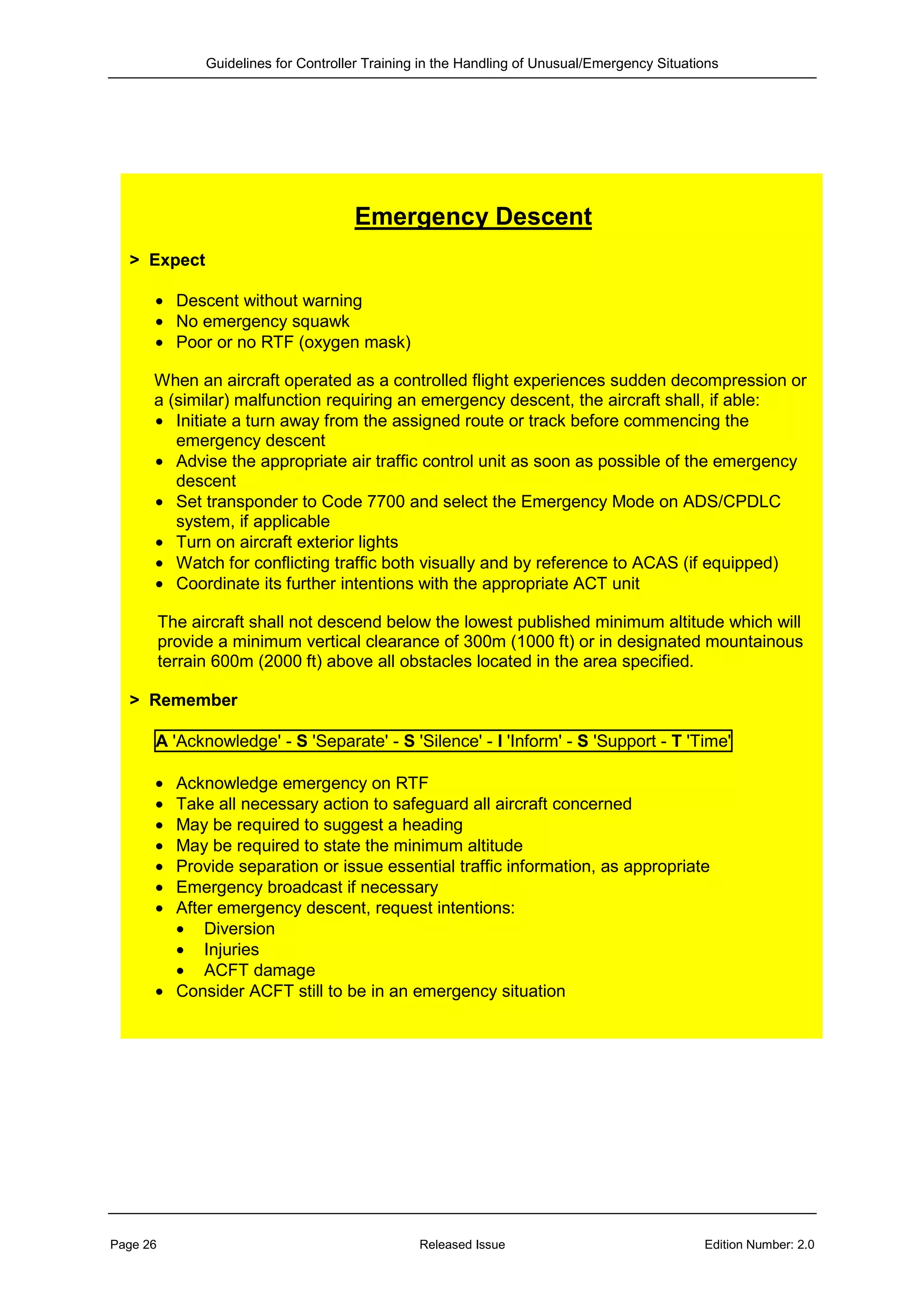 Guidelines for controller training in the handling of unusual emergency ...