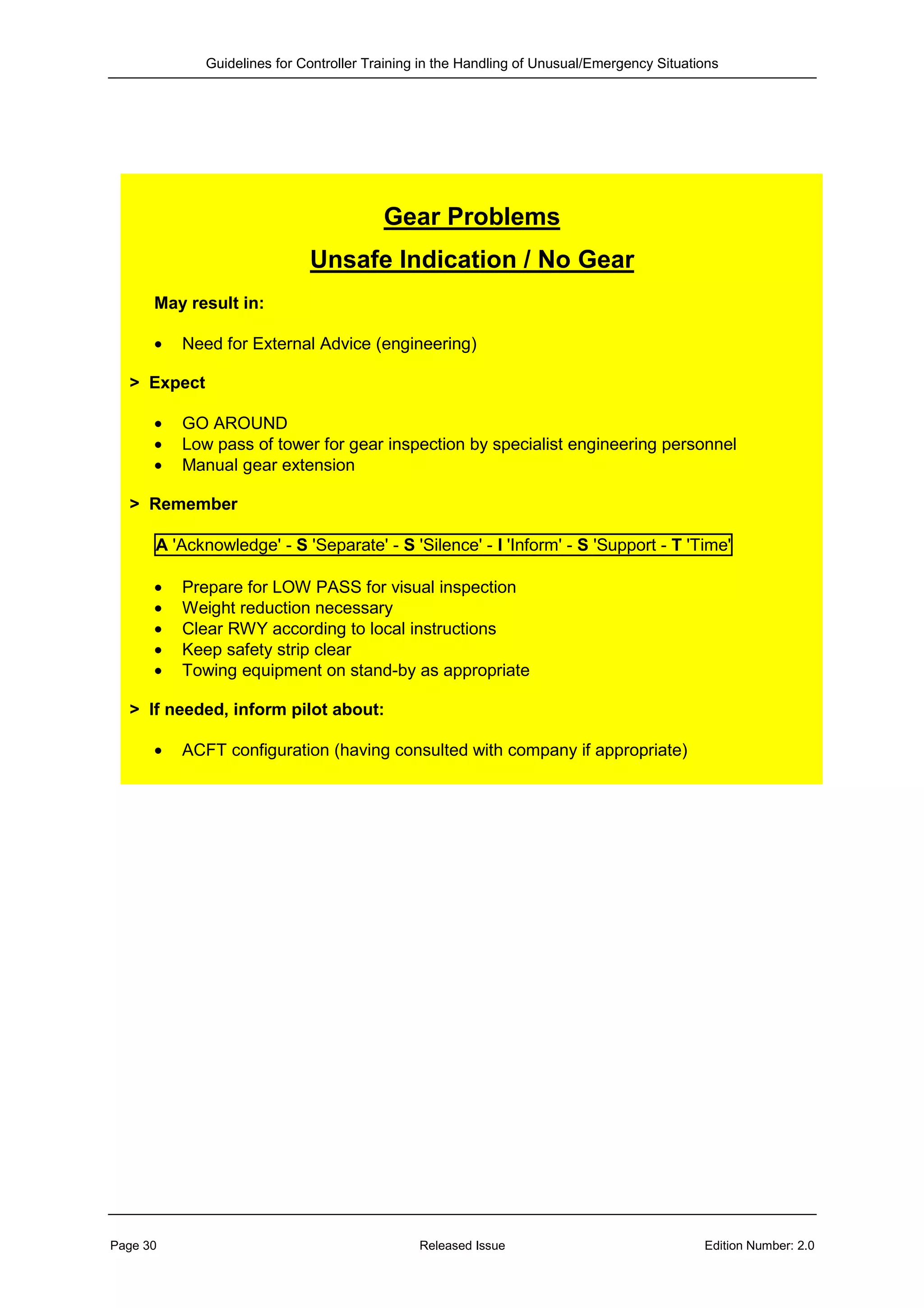 Guidelines for controller training in the handling of unusual emergency ...