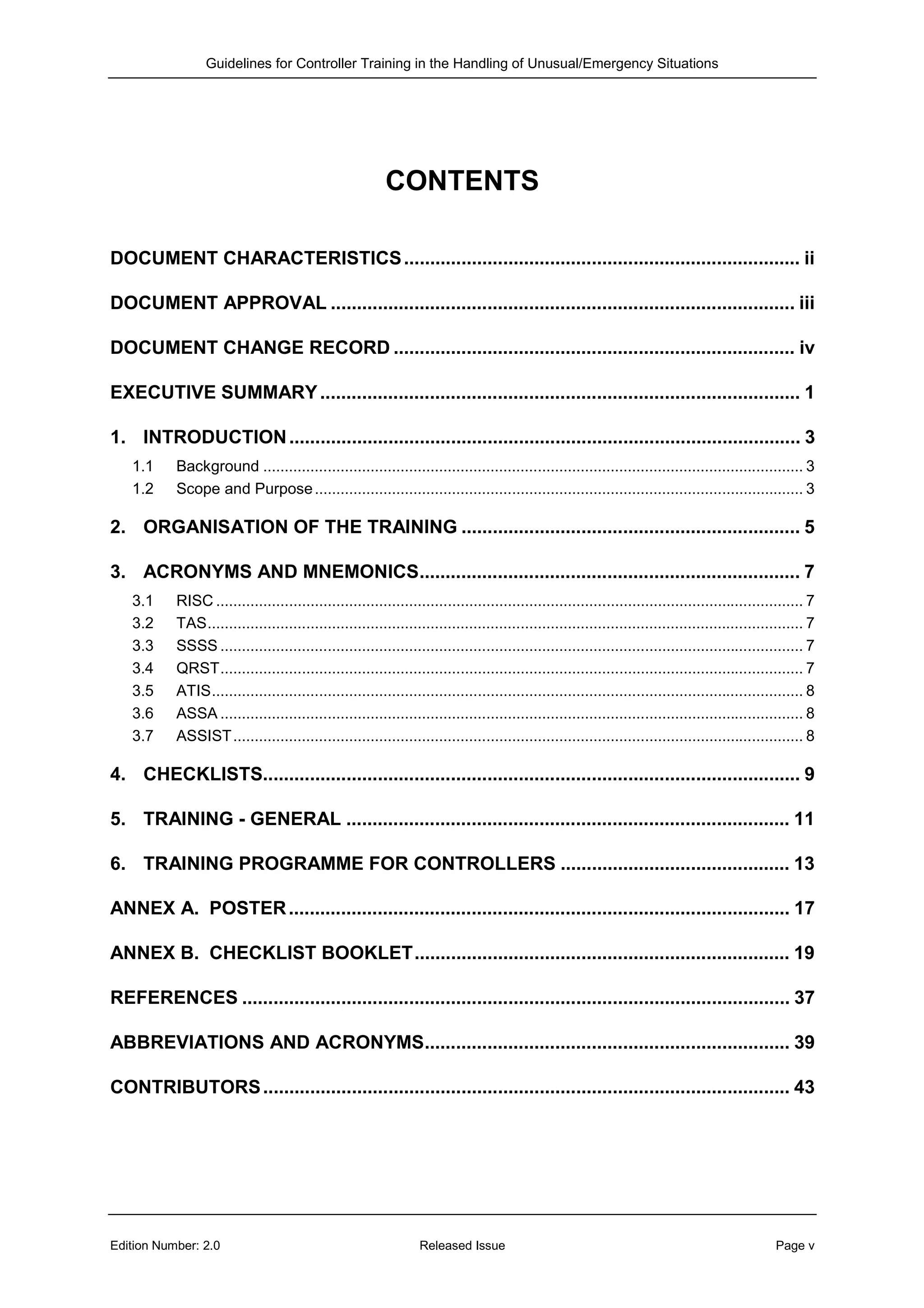 Guidelines for controller training in the handling of unusual emergency ...