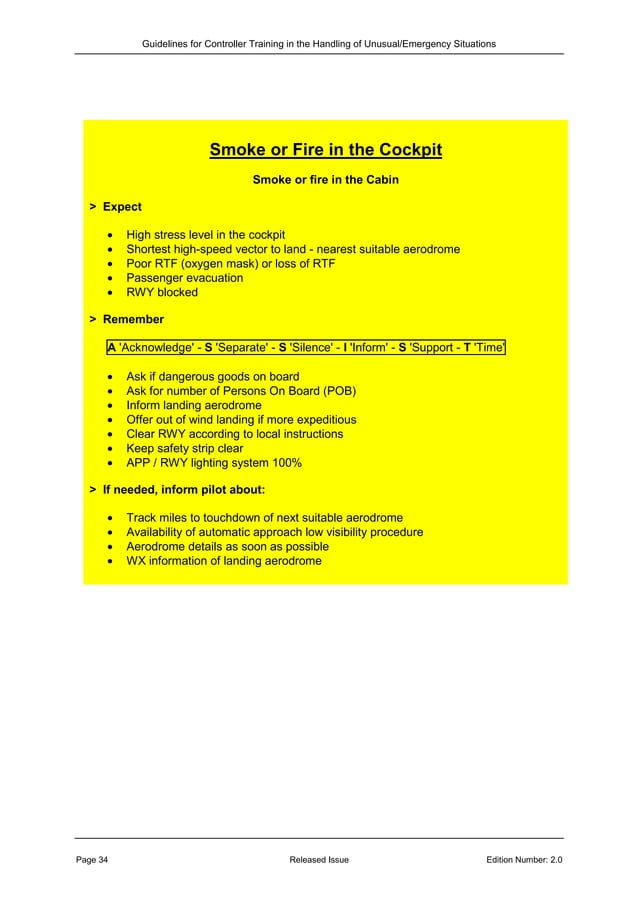 Guidelines for controller training in the handling of unusual emergency ...
