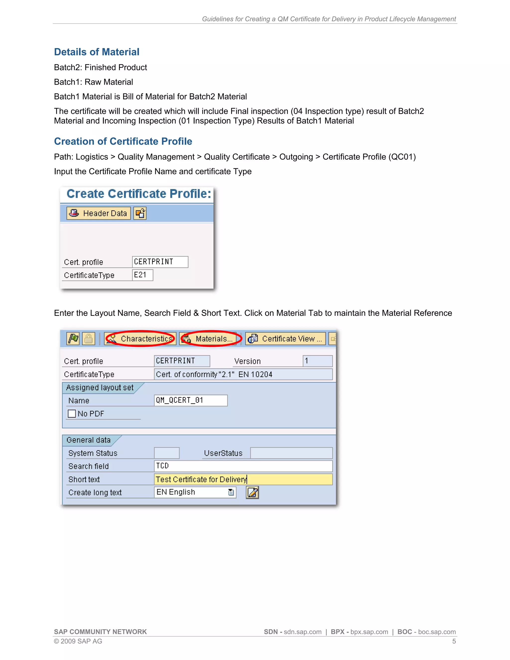 Guidelines for creating a qm certificate for delivery in product ...