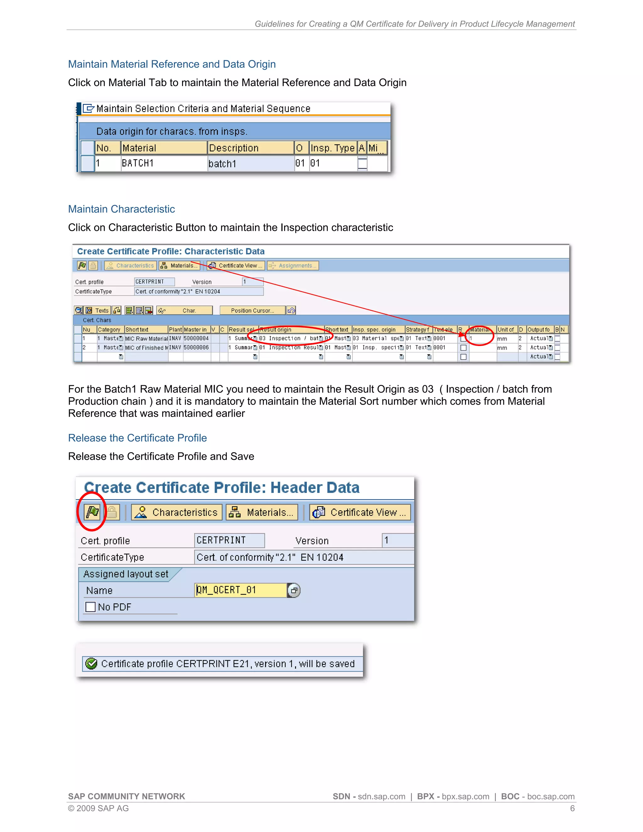 Guidelines for creating a qm certificate for delivery in product ...