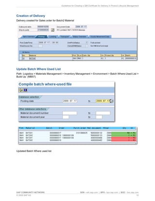 Guidelines for creating a qm certificate for delivery in product ...