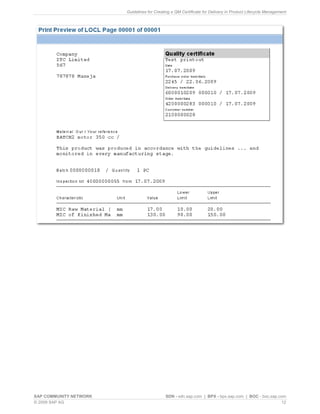 Guidelines for creating a qm certificate for delivery in product ...
