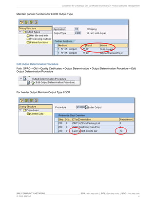 Guidelines for creating a qm certificate for delivery in product ...
