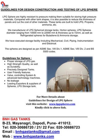 Guidelines for design construction and testing of lpg sphere | PDF