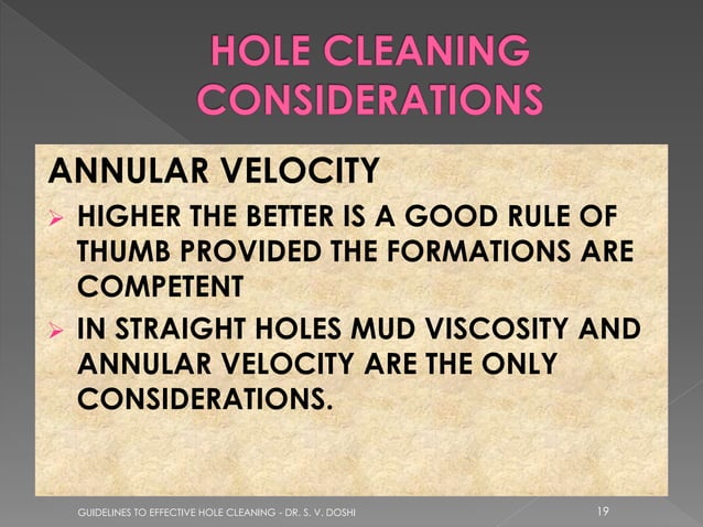 GUIDELINES FOR EFFECTIVE HOLE CLEANING IN DIRECTIONAL WELLS | PPTX
