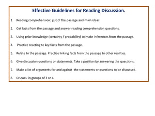 Guidelines for effective reading discussion | PDF
