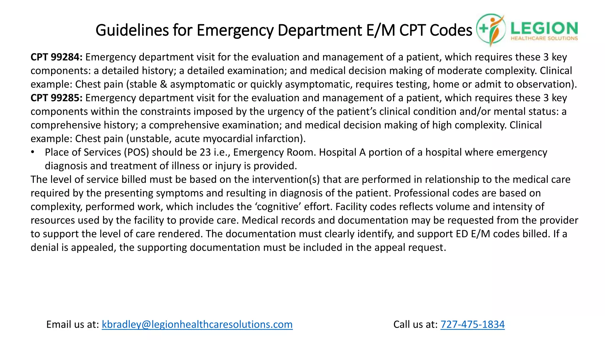 Guidelines for Emergency Department E M CPT Codes.pptx