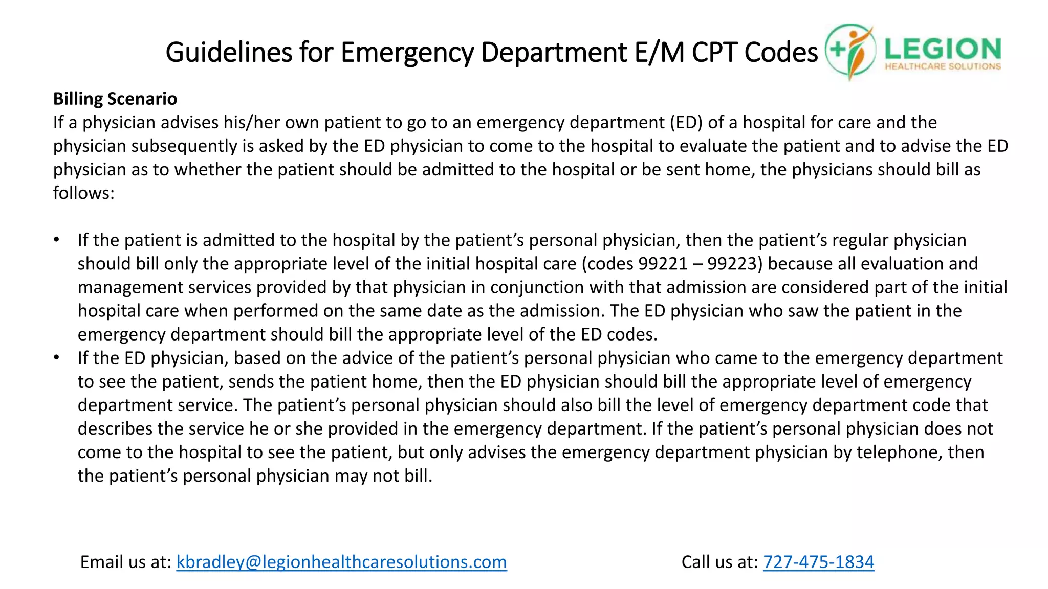 Guidelines for Emergency Department E M CPT Codes.pptx