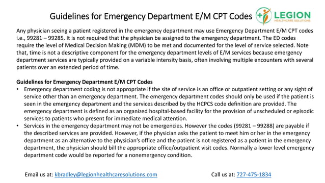 Guidelines for Emergency Department E M CPT Codes.pptx