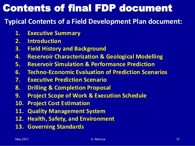 Guidelines for field development plan
