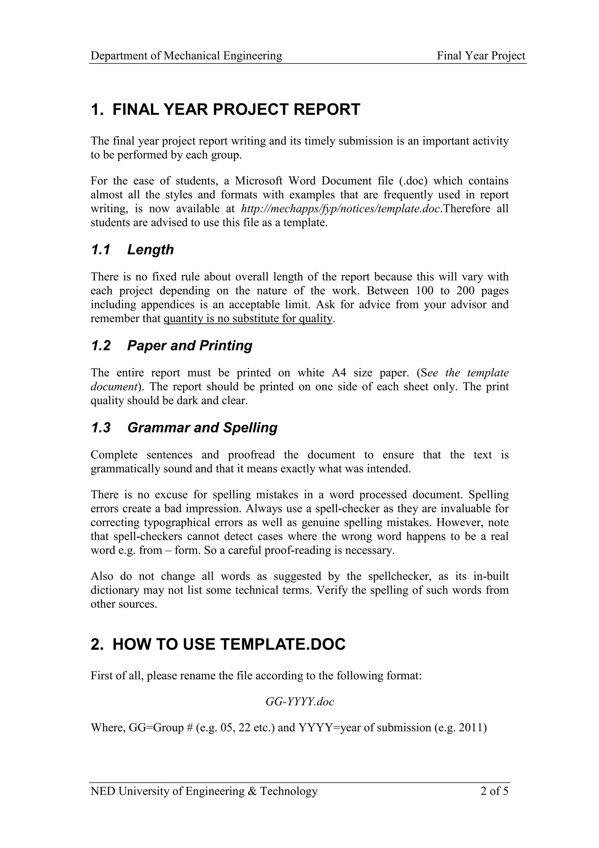 Guidelines for final_year_project_report | PDF