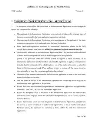Guidelines for functioning under the madrid protocol in india | PDF