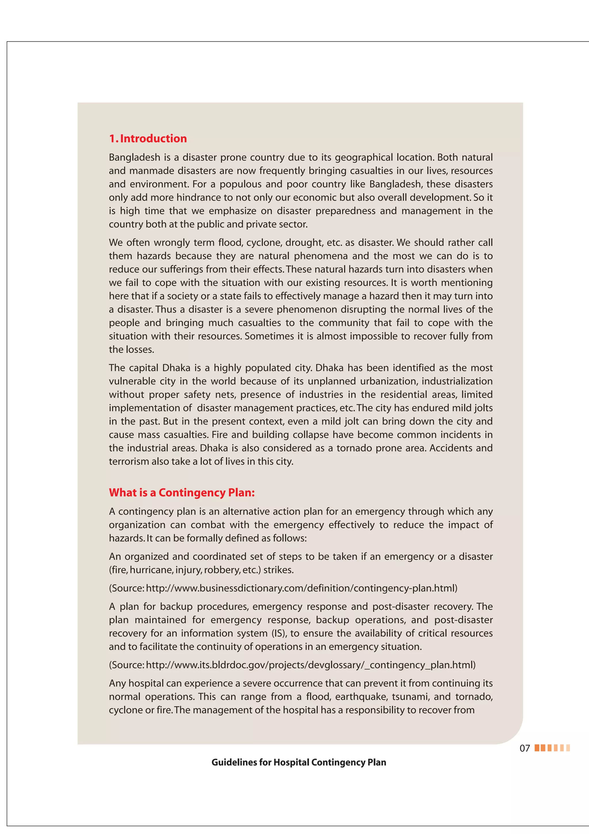 Guidelines for hospital contingency plan | PDF