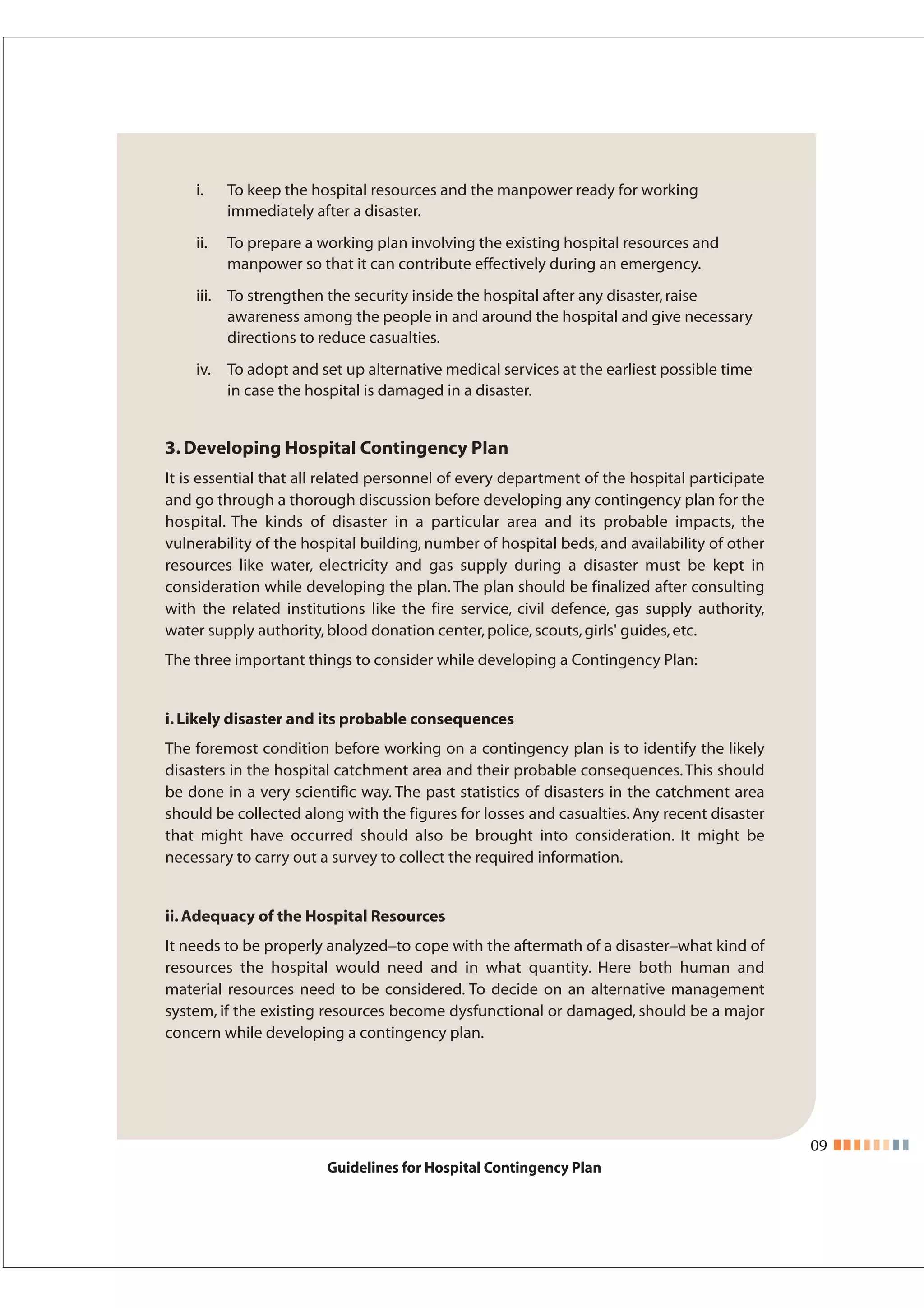 Guidelines for hospital contingency plan | PDF