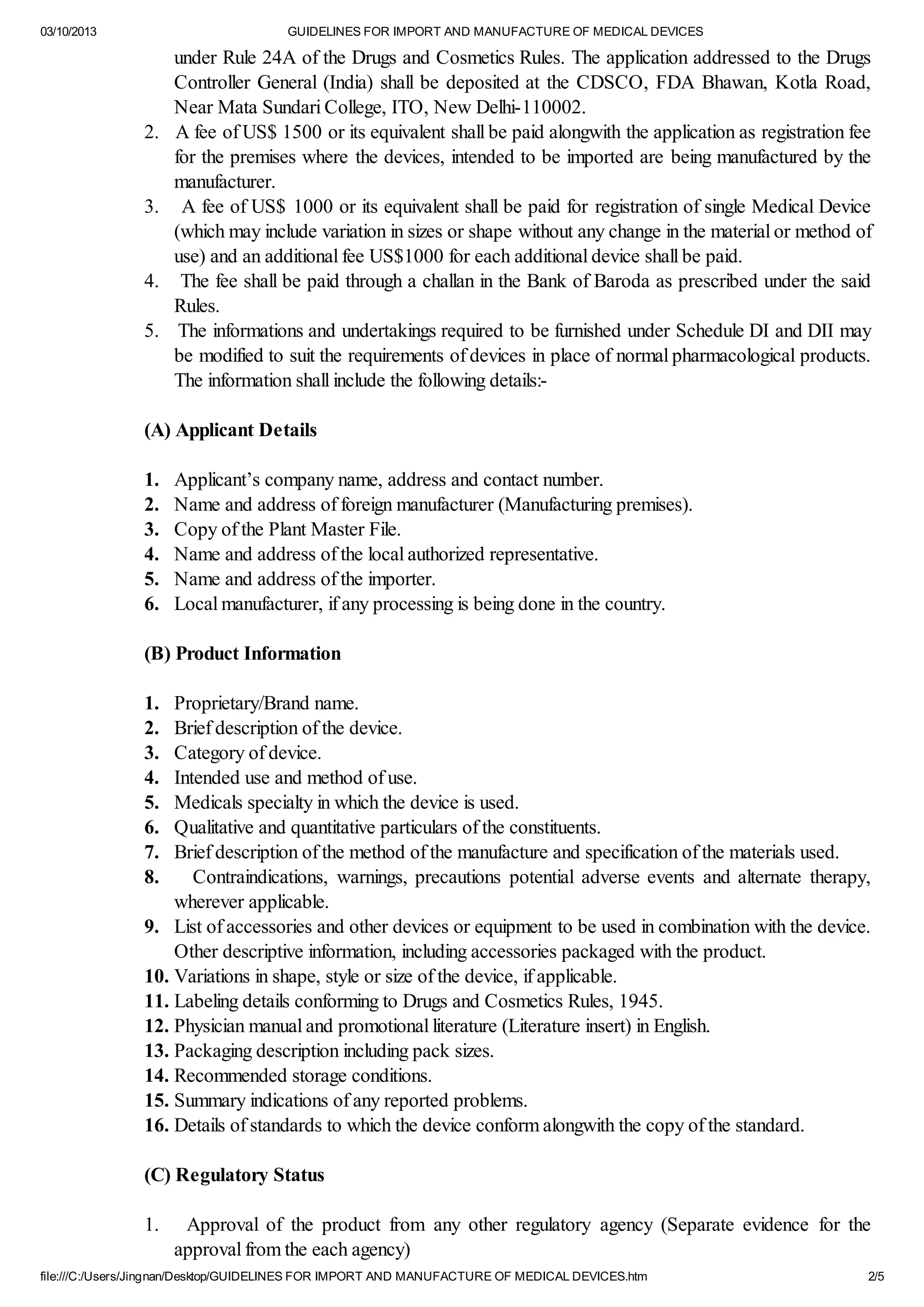 Guidelines for import and manufacture of medical devices | PDF