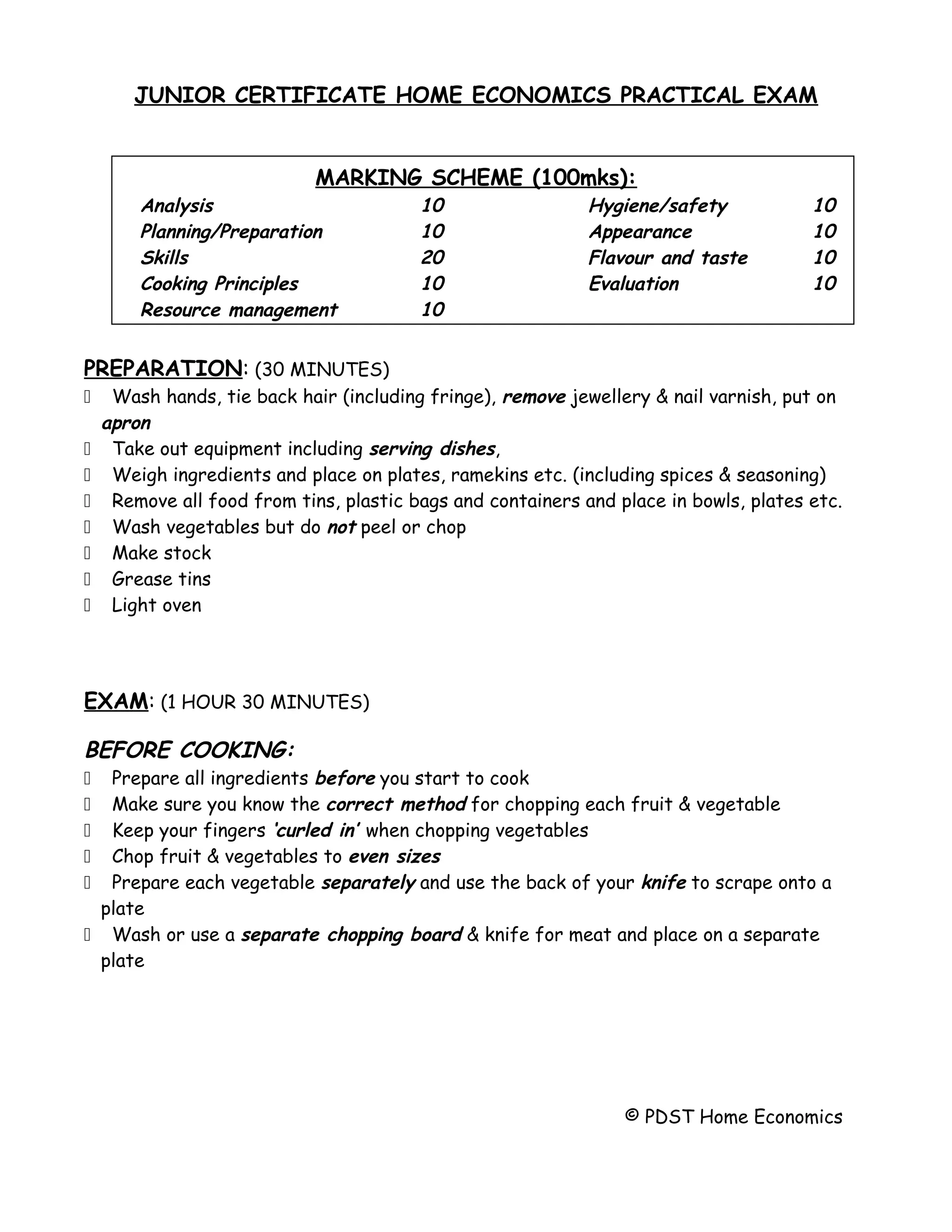 Guidelines for jc practical exam | DOC