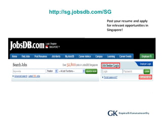 Guidelines For Job Search In Singapore Ver 1.0 GK | PPS | Resume ...