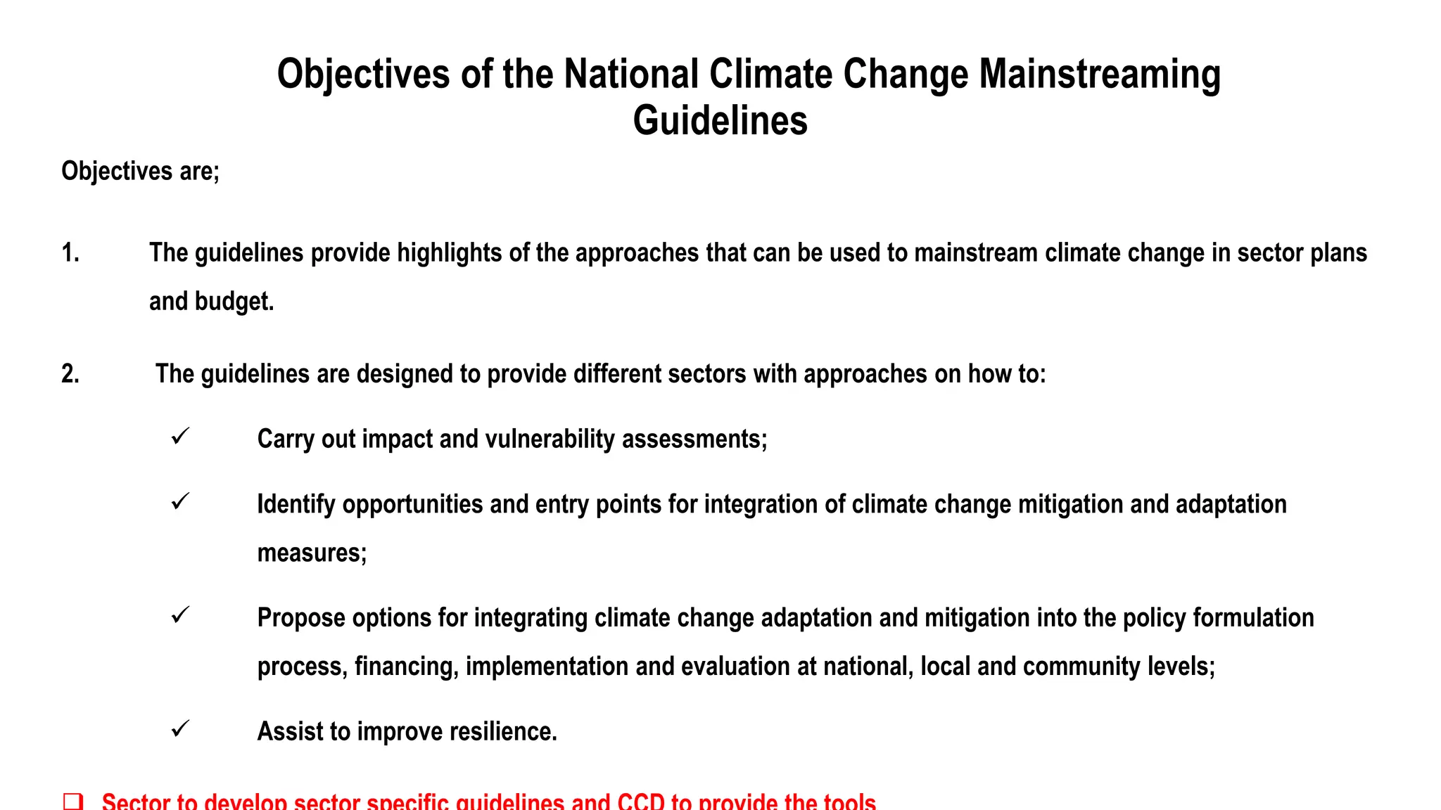 Guidelines for mainstreaming climate change and key consideration | PPT