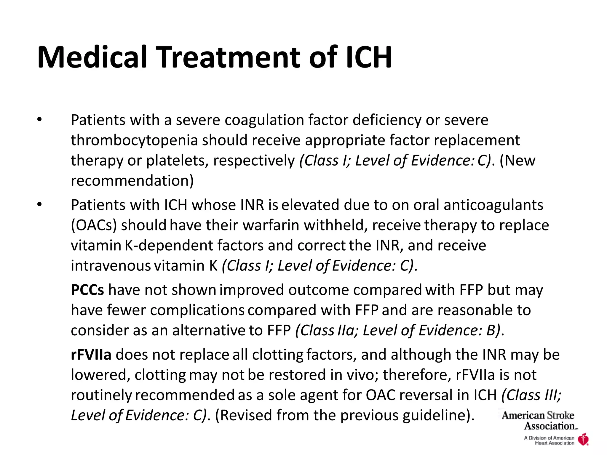 2010 Guidelines for Management of Spontaneous ICH | PPTX