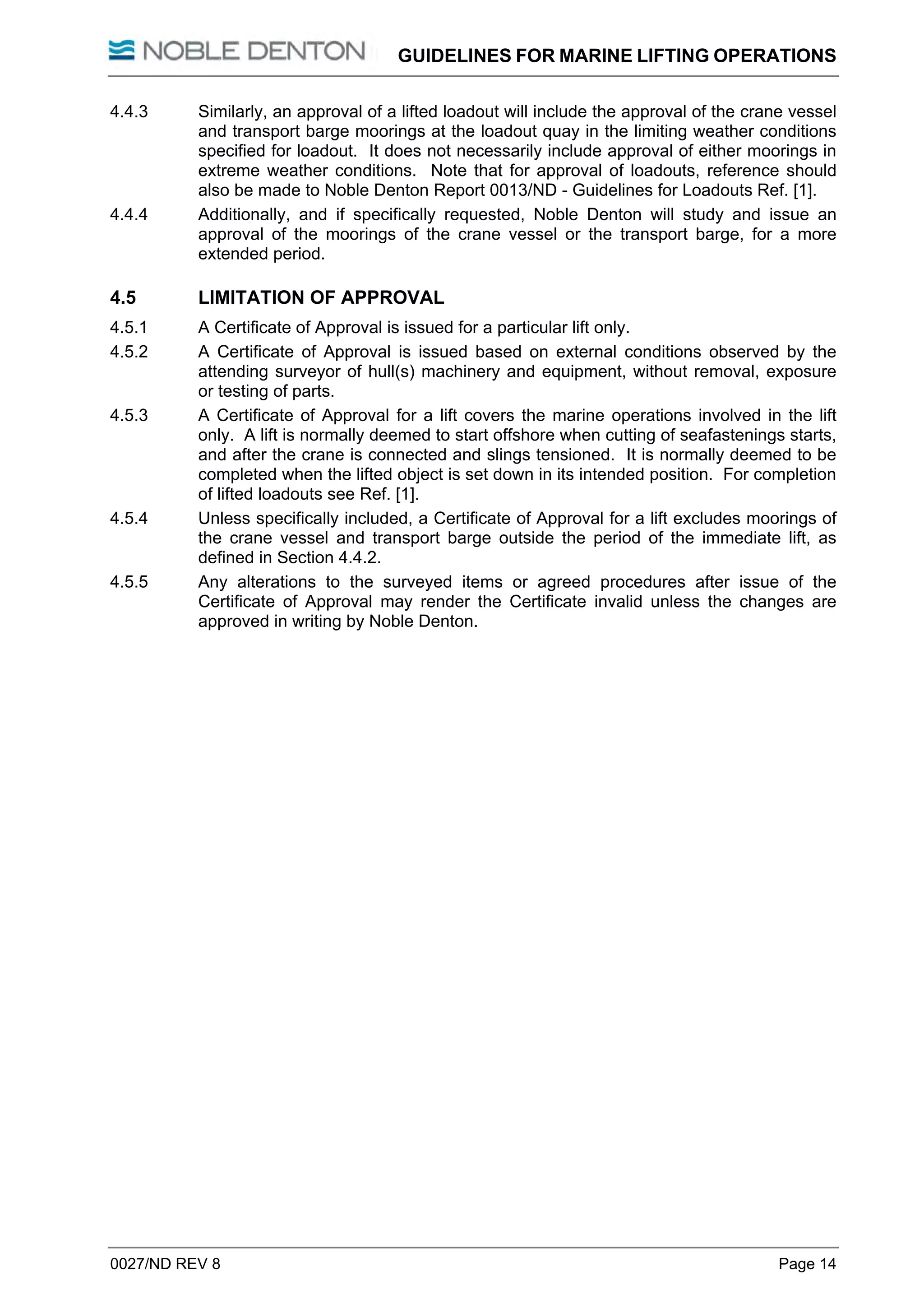 Guidelines for marine lifting operation noble denton | PDF