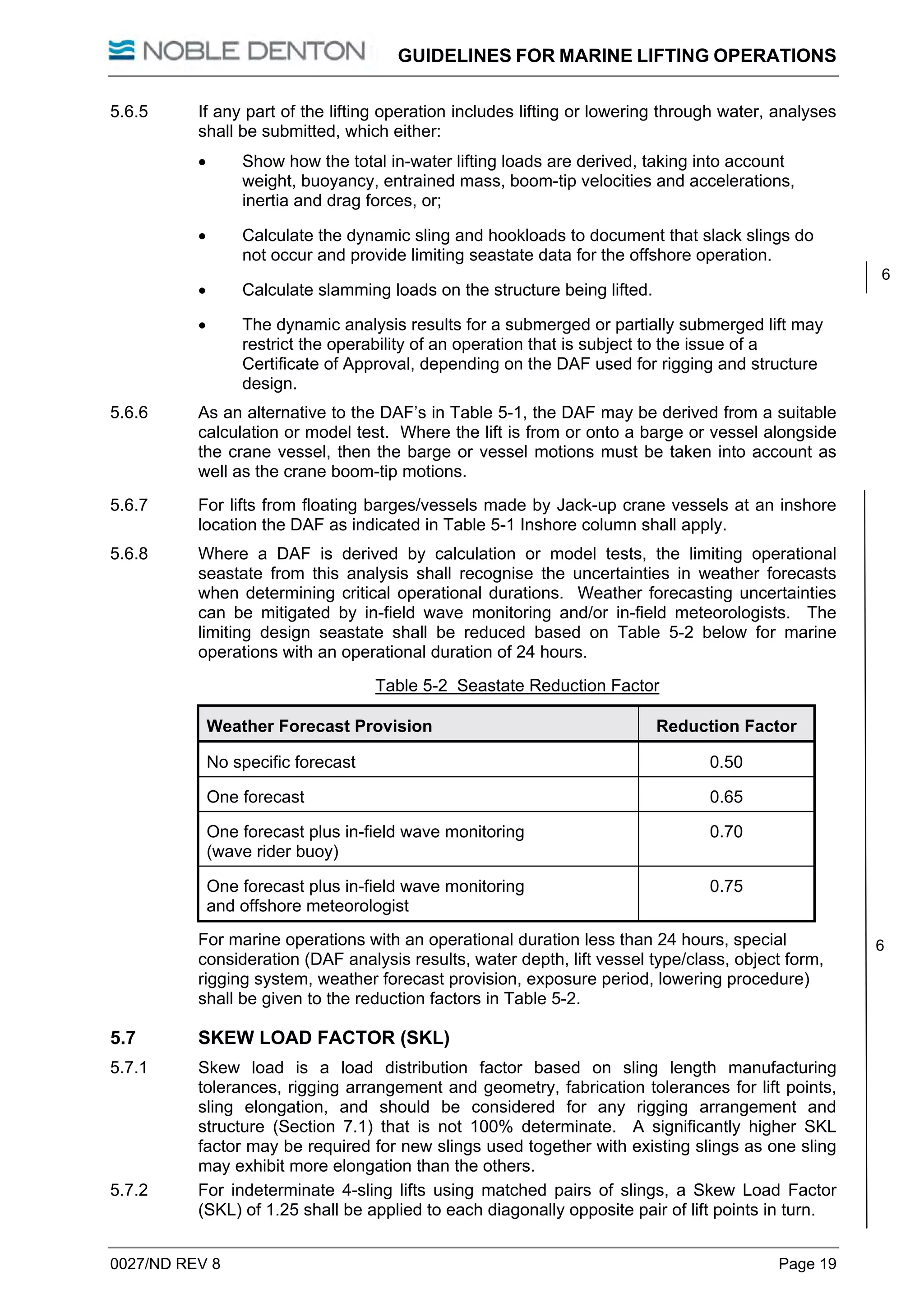 Guidelines for marine lifting operation noble denton | PDF