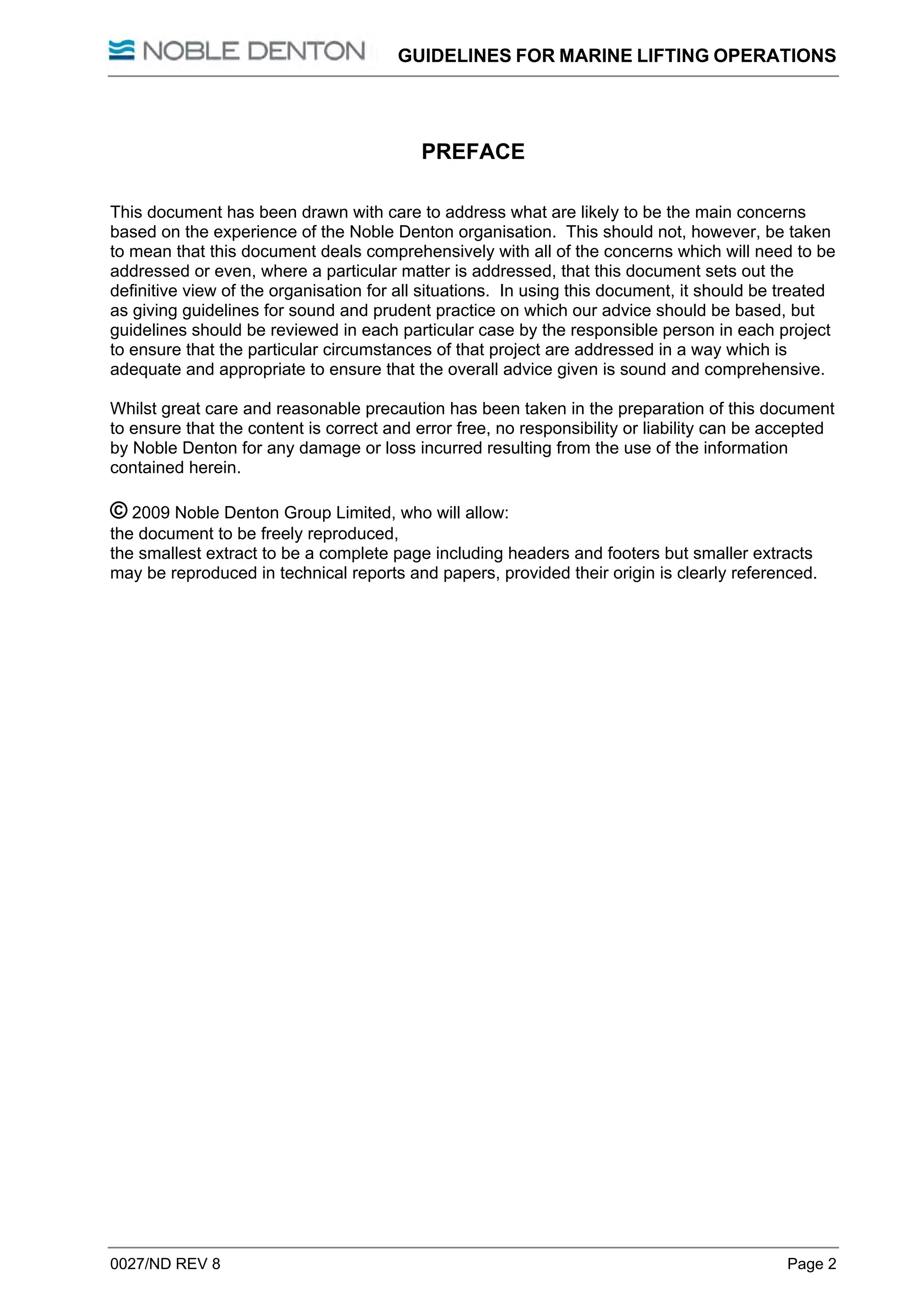 Guidelines for marine lifting operation noble denton | PDF