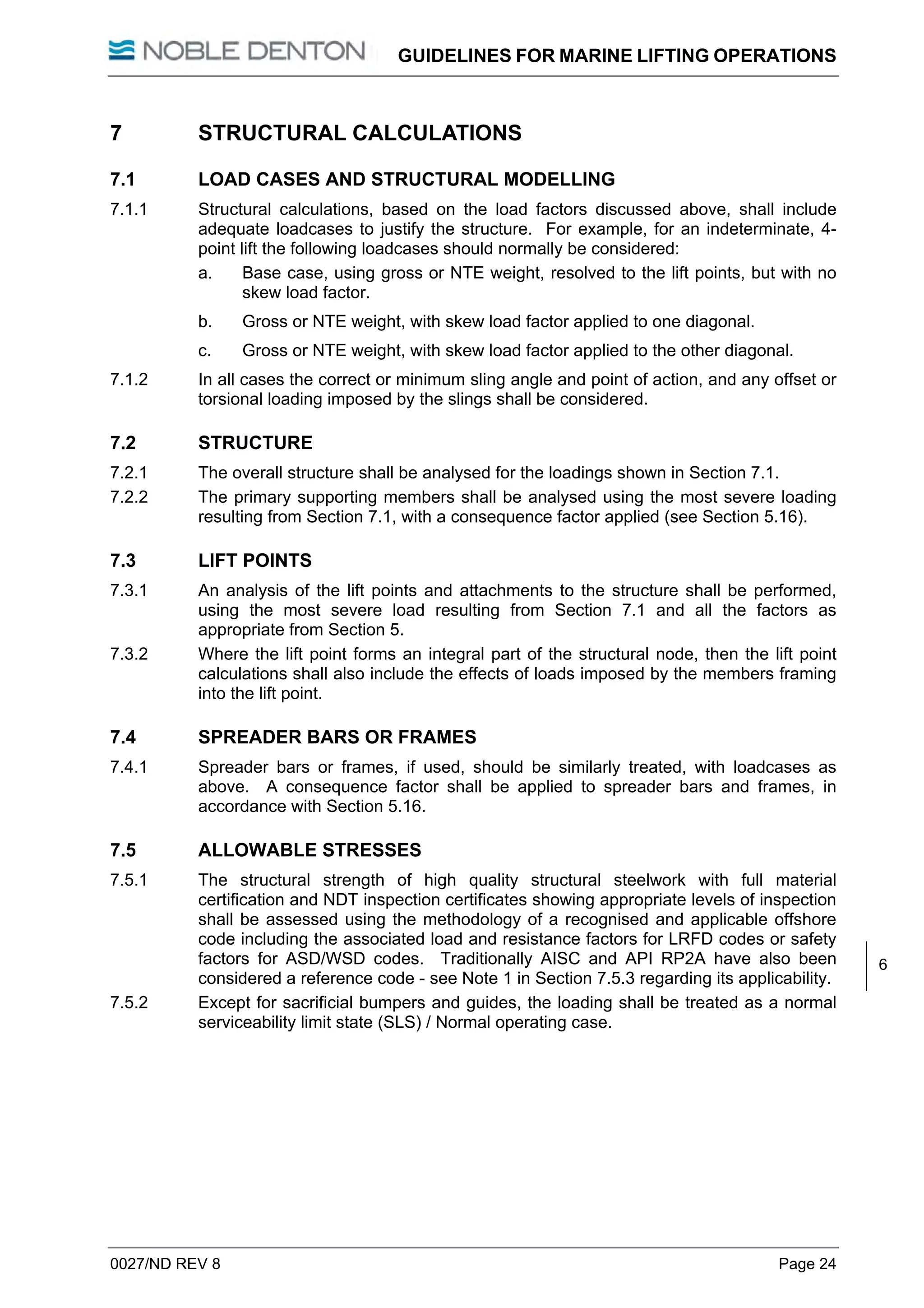 Guidelines for marine lifting operation noble denton | PDF