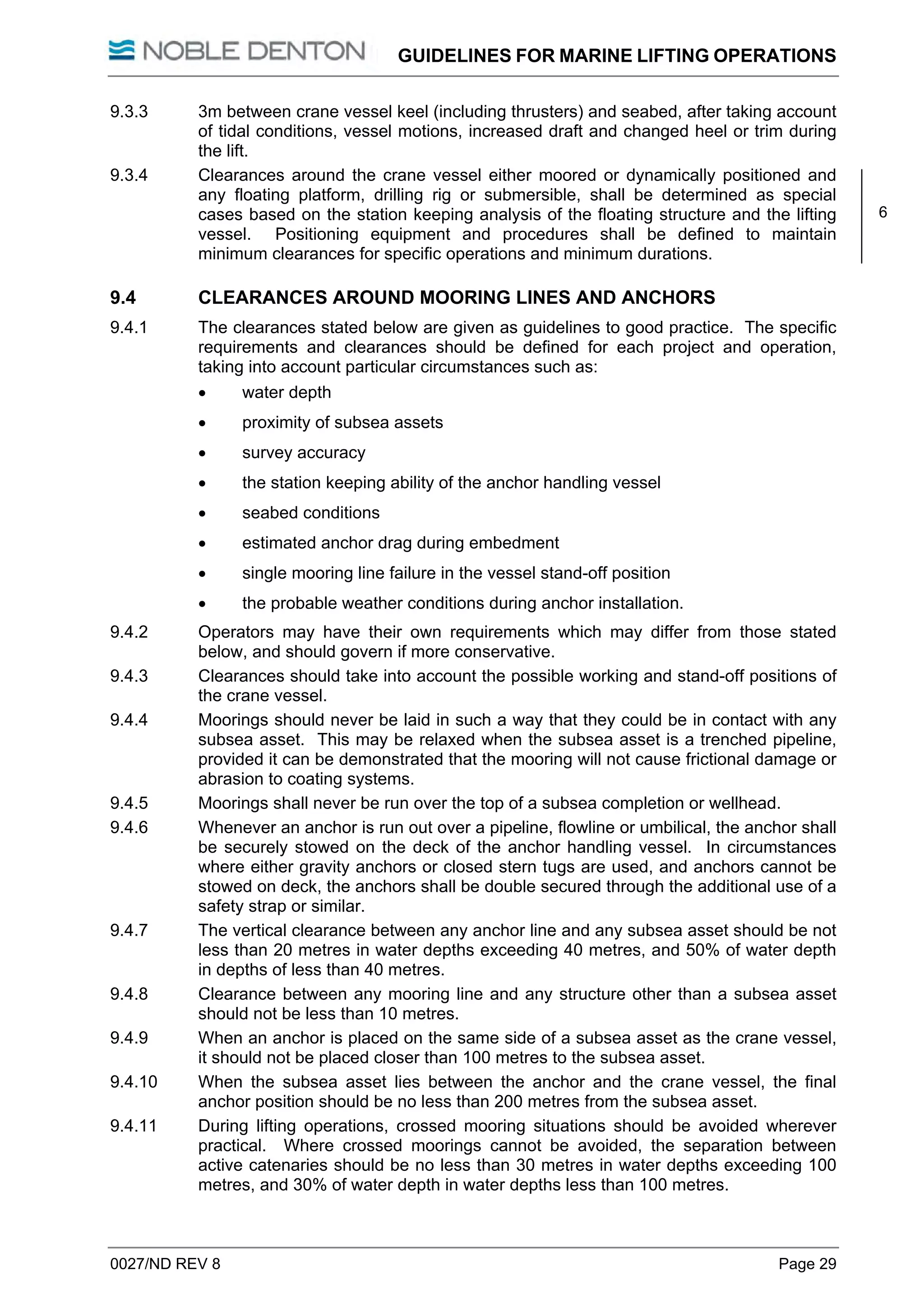 Guidelines for marine lifting operation noble denton | PDF