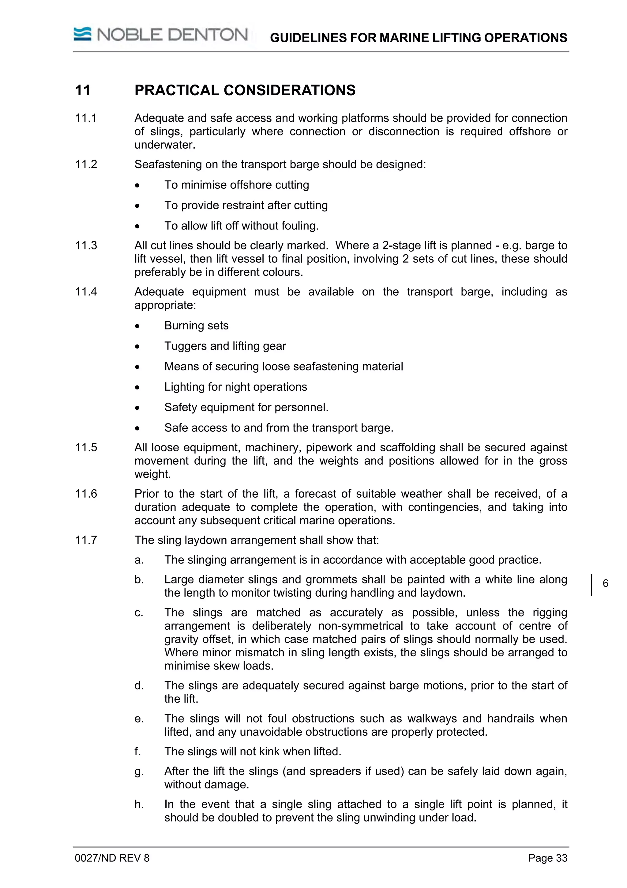 Guidelines for marine lifting operation noble denton | PDF