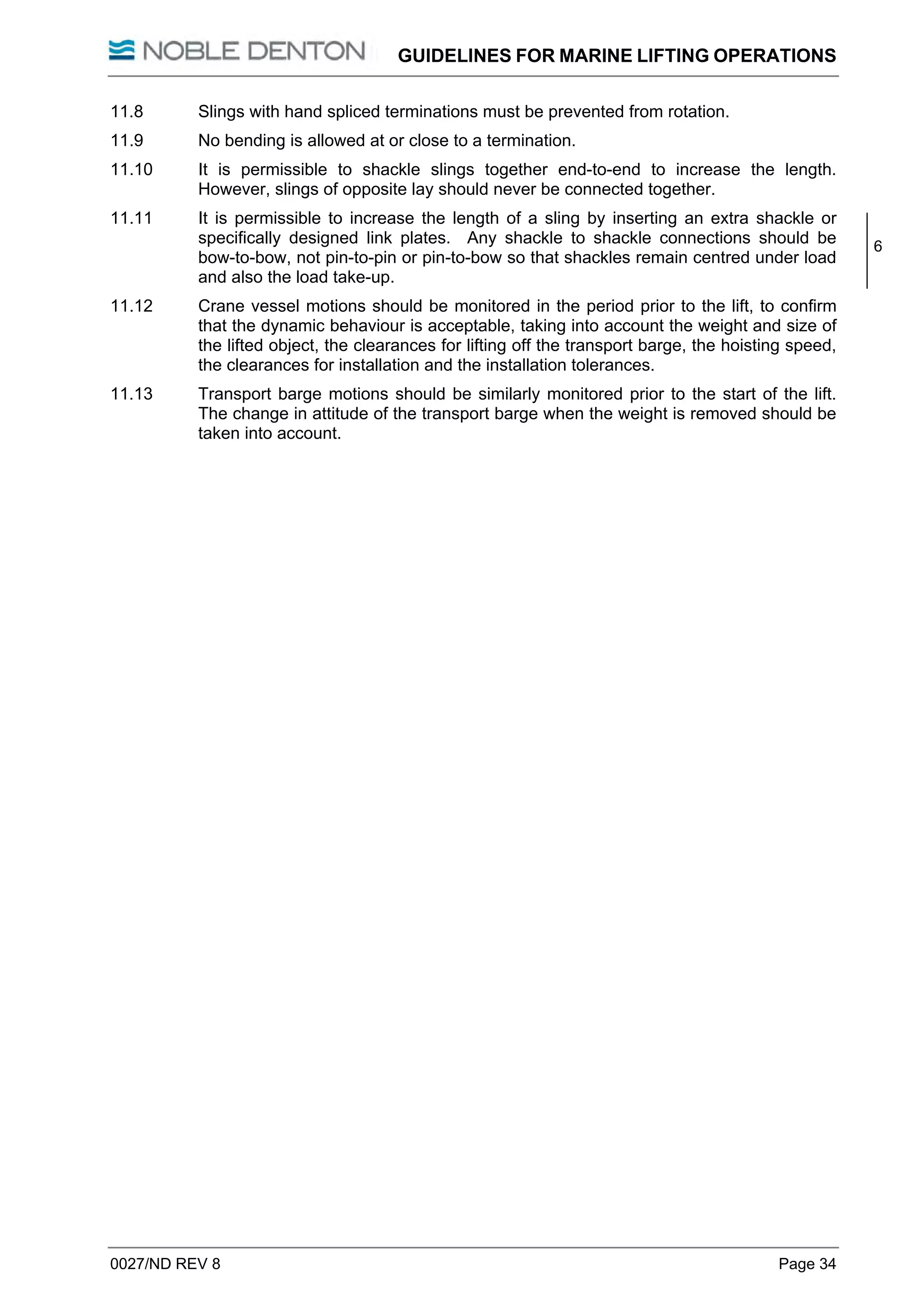 Guidelines for marine lifting operation noble denton | PDF