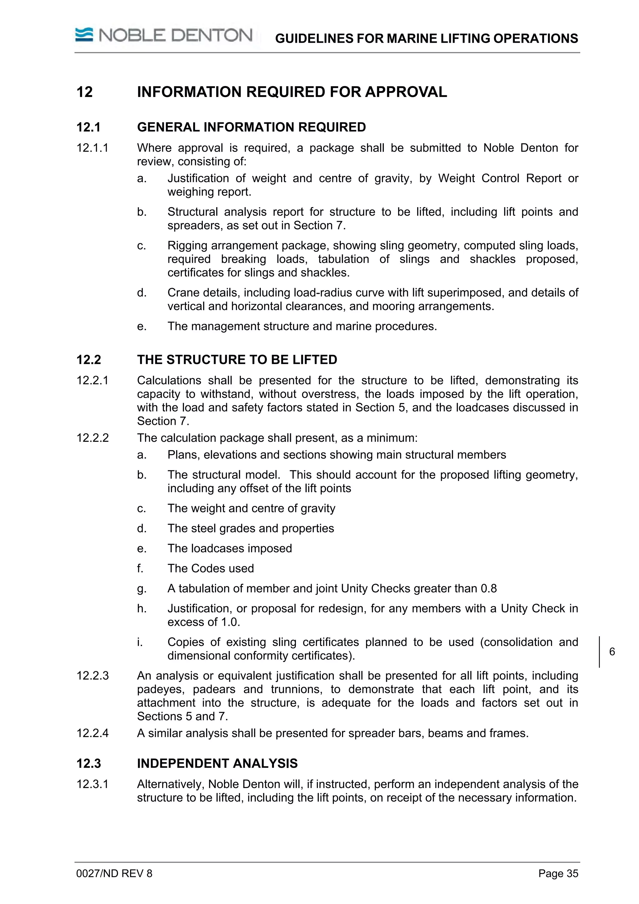 Guidelines for marine lifting operation noble denton | PDF
