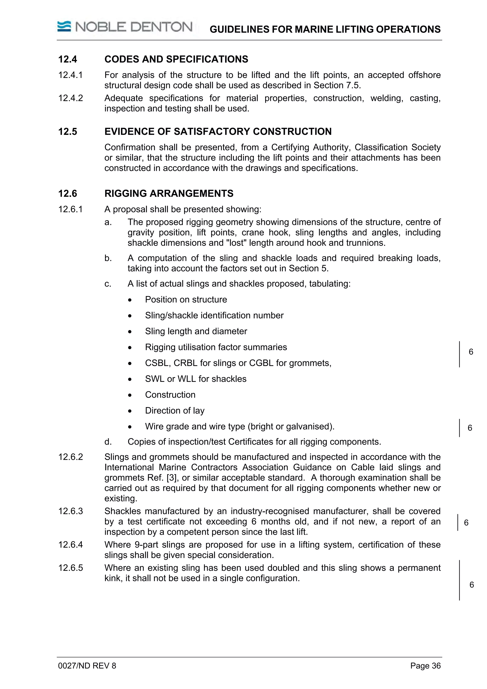 Guidelines for marine lifting operation noble denton | PDF